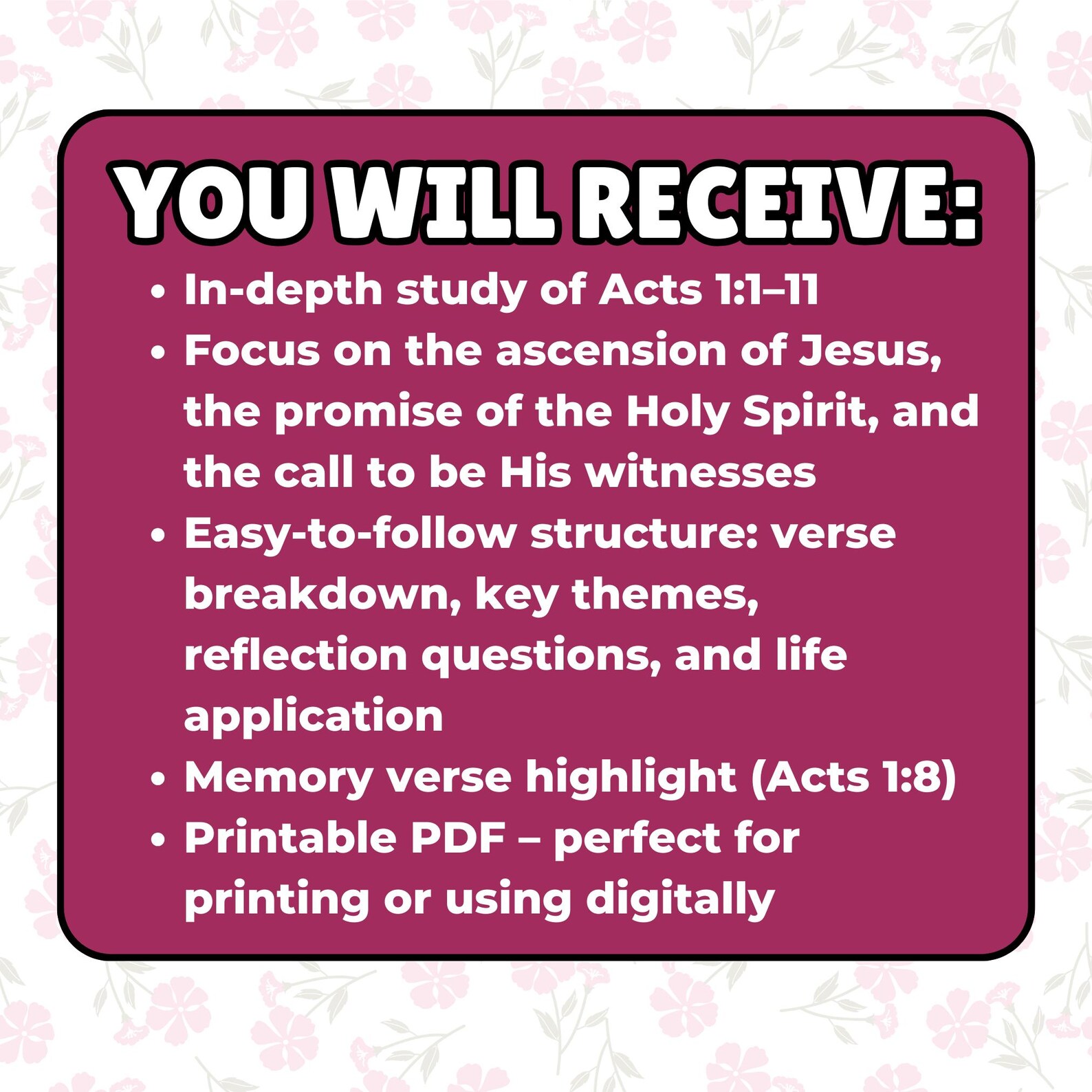 Book of Acts 1 Bible Study Guide | Christian Printable (digital ...
