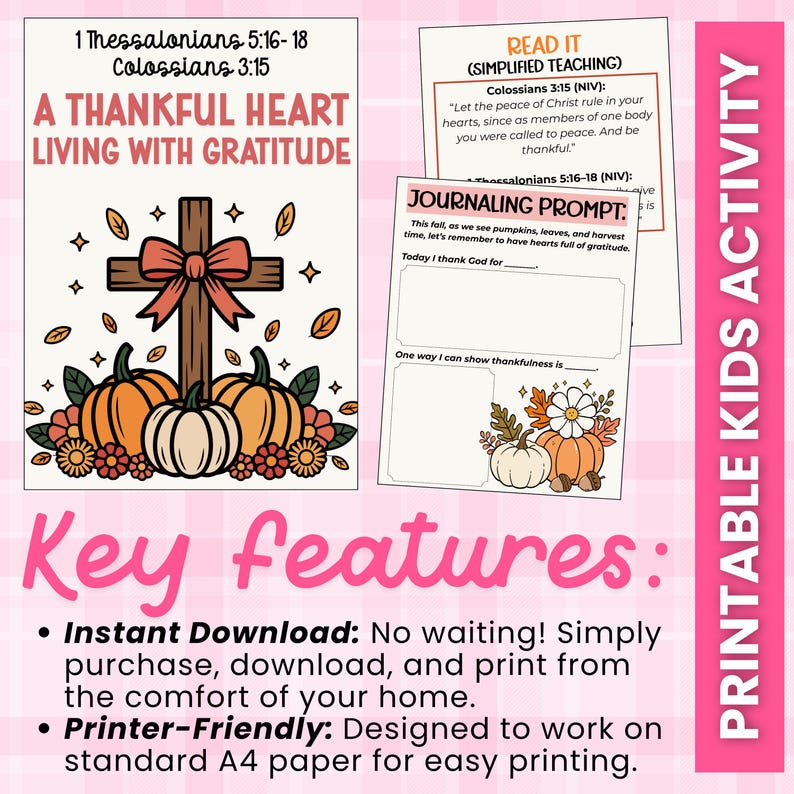 Fall Gratitude Bible Study for Kids: Christian Printable (digital ...