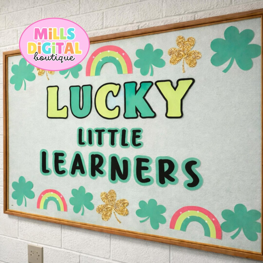 St. Patrick's Day Bulletin Board Kit | Shamrock Rainbow Classroom Decor ...