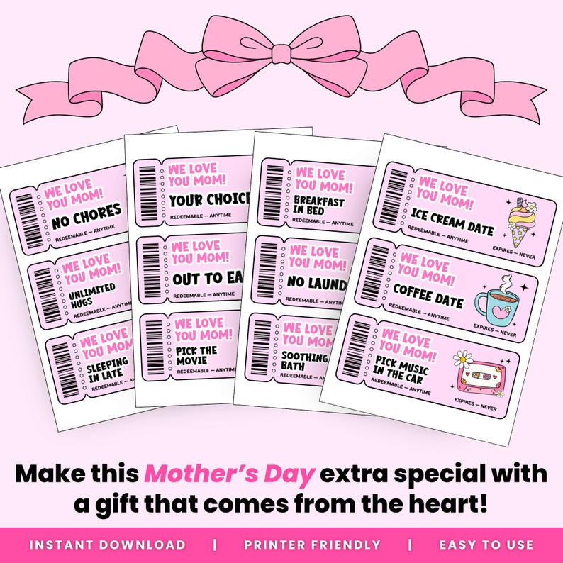 Mother’s Day Printable Coupons | Instant Download | Handmade Gift Idea ...