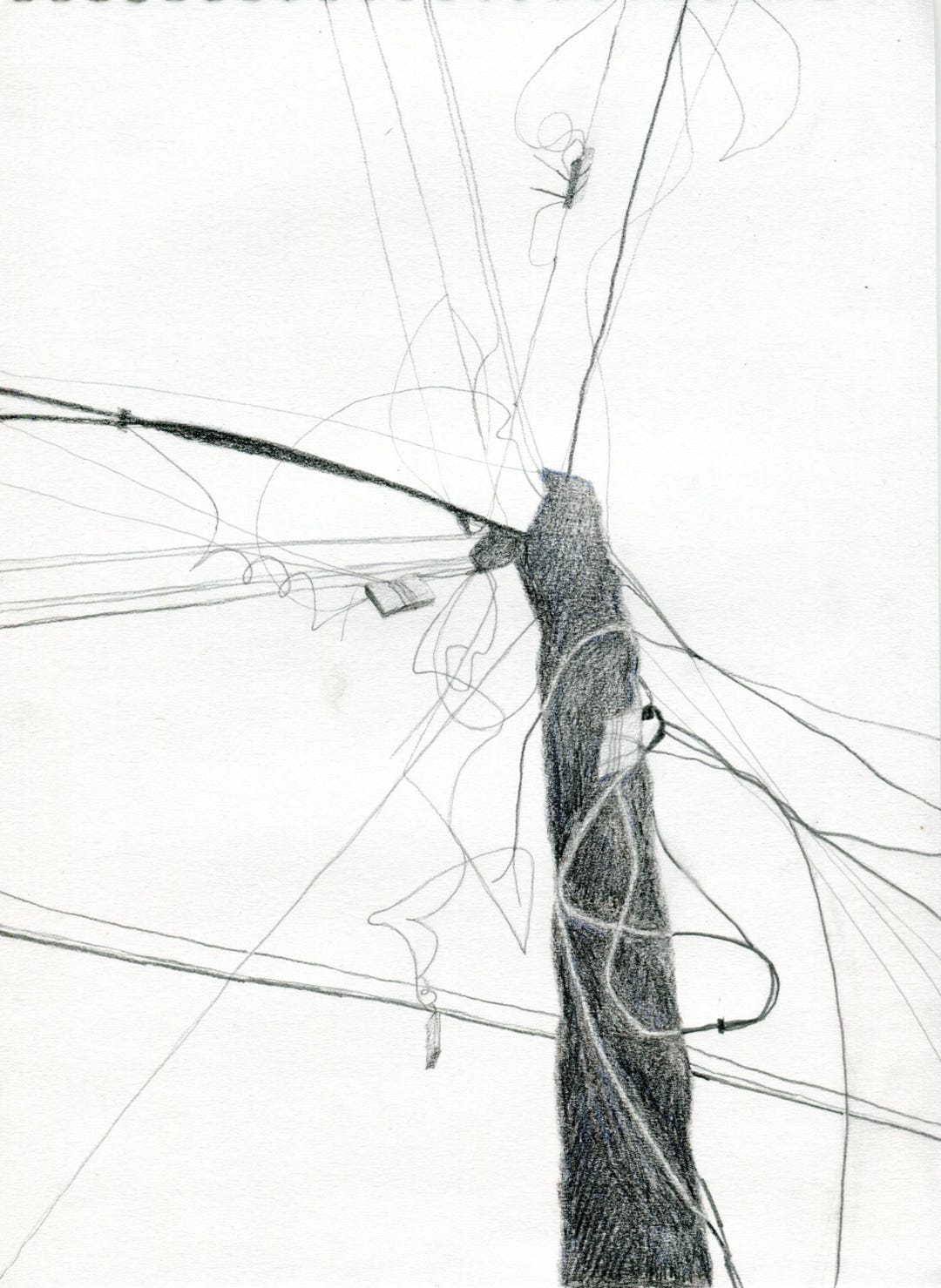 Original Pencil Sketch of a Utility Pole With Wires, Urban Art ...