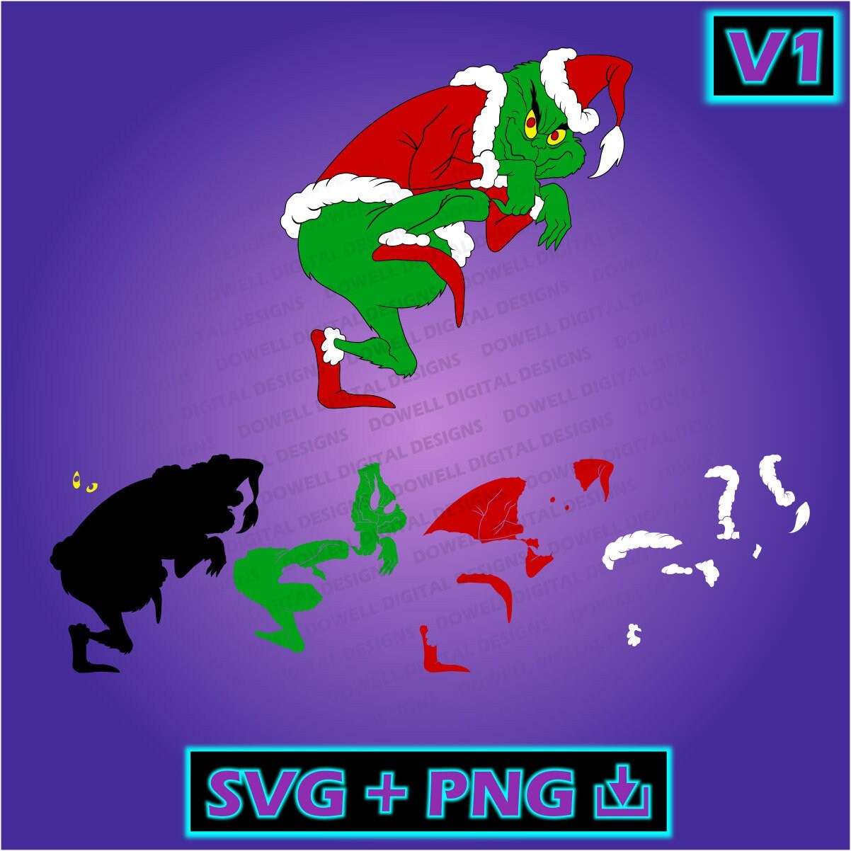 The Grinch - Instant Download - SVG - PNG - Print, Cut File, Layered ...