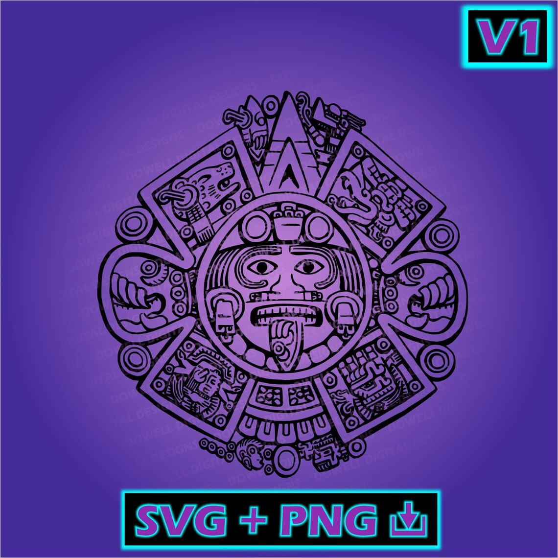 Aztec Calendar Face Instant Download SVG PNG Cut File - Etsy