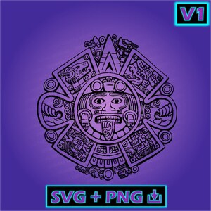 Aztec Calendar Face Instant Download SVG PNG Cut File - Etsy