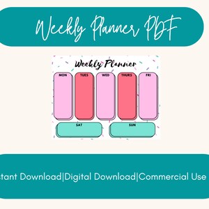Confetti Weekly Planner Printable, Instant Download, Commercial Use ...