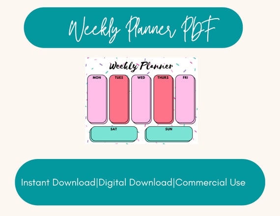 Confetti Weekly Planner Printable Instant Download - Etsy