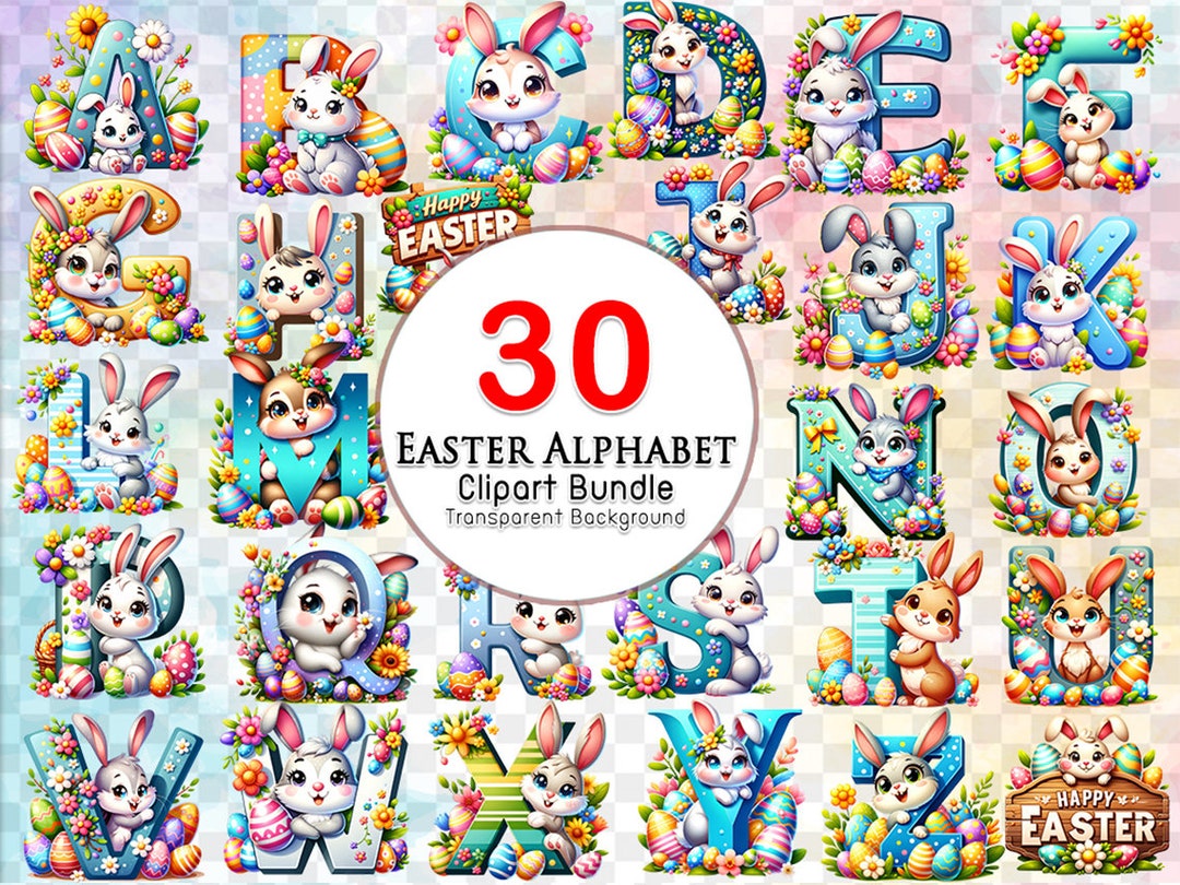 Easter Alphabet Letters Clipart Transparent Designs, Spring Alphabet ...