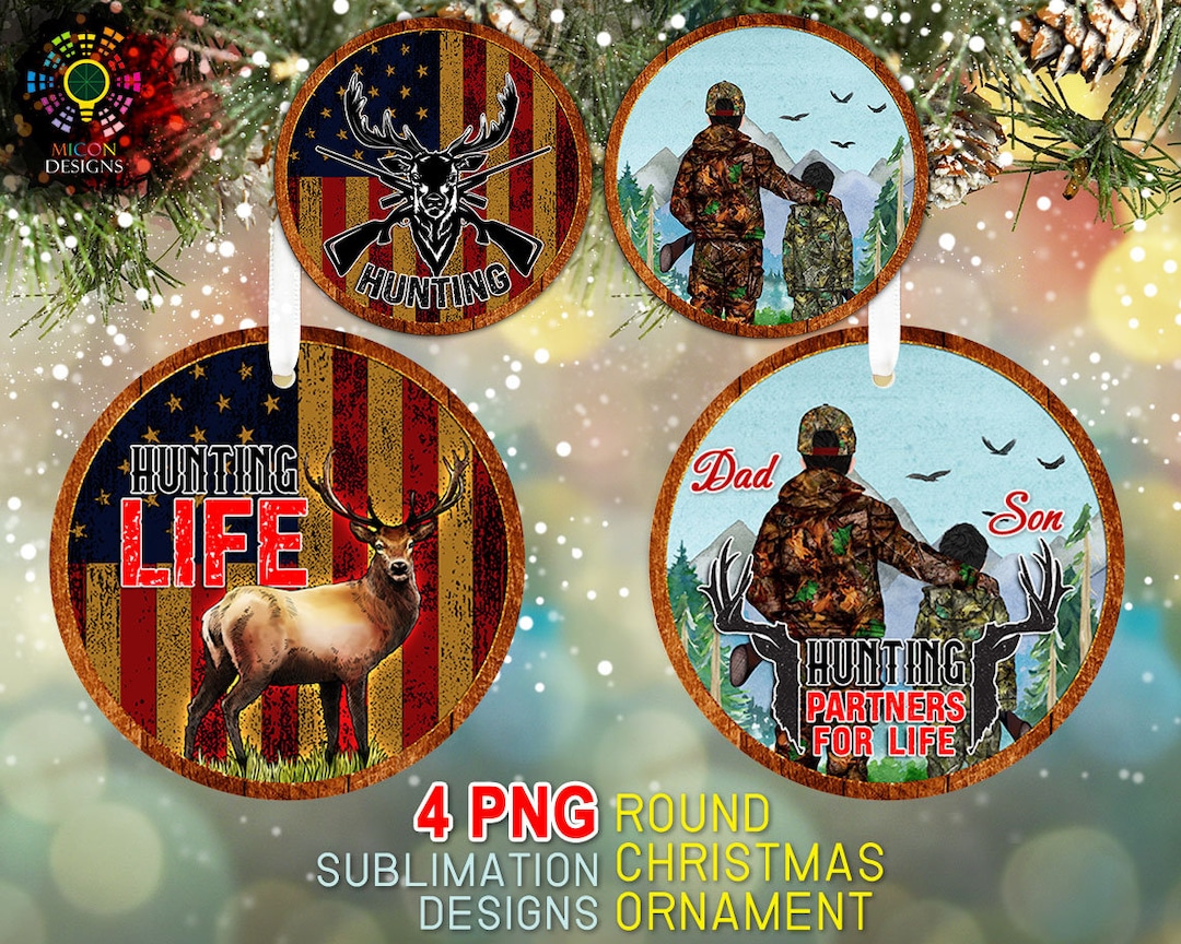 Personalized Deer Hunting Ornament PNG Sublimation Template, Family ...