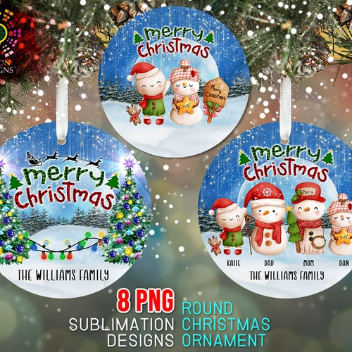 Teacher Personalized Christmas Round Ornament Bundle PNG - Etsy