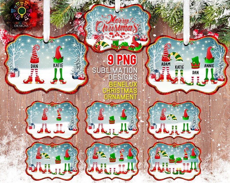 Personalized Christmas Elf Family Ornament Bundle PNG Sublimation ...