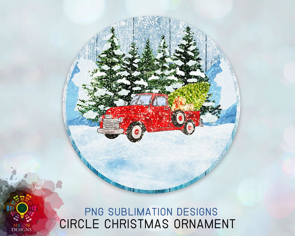 Red Christmas Truck and Tree Family Ornament PNG Sublimation - Etsy