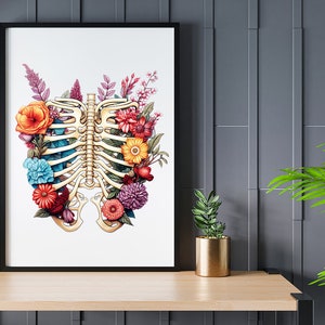 Watercolor Anatomy With Flowers Pastel Color Clipart, Florals Human ...