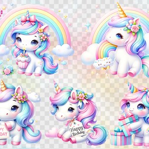 Magical Unicorn Birthday Party Clipart Transparent Designs, Rainbow ...