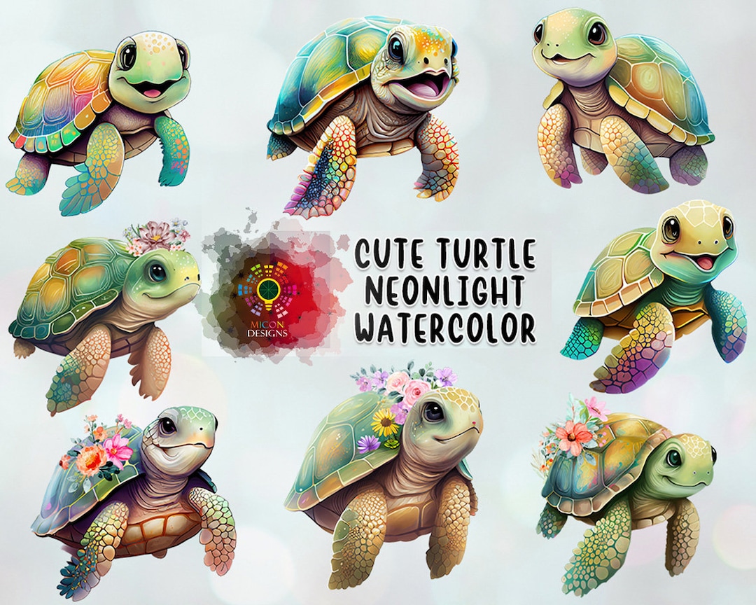 Cute Sea Turtle Clipart Bundle PNG Sublimation Designs, Sea Turtle ...