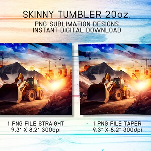 20oz Skinny Tumbler Heavy Duty Front End Loader PNG Sublimation Designs ...