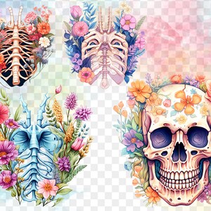 Watercolor Anatomy With Flowers Pastel Color Clipart, Florals Human ...