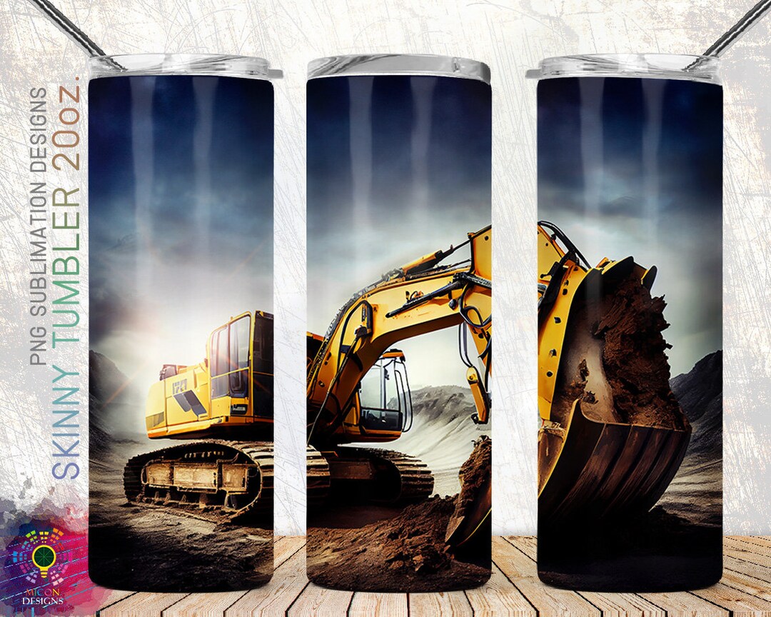 20oz Skinny Tumbler Excavator Construction PNG Sublimation Designs ...