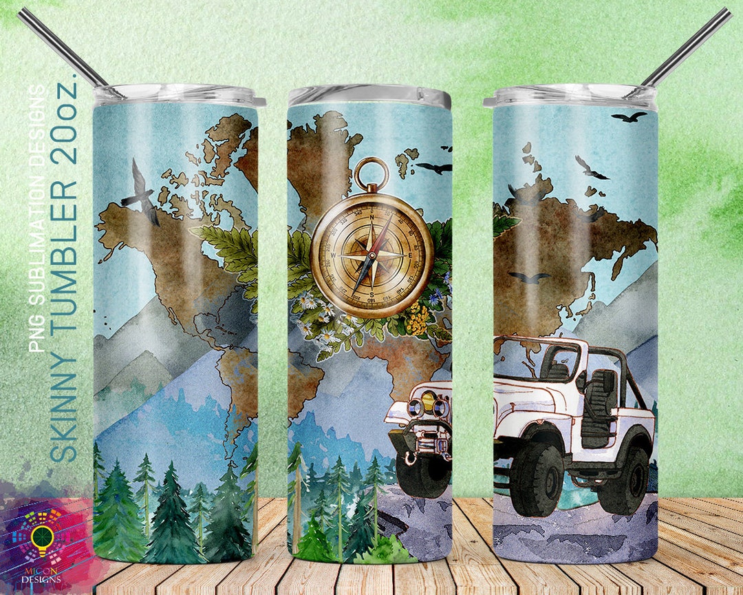 20oz Skinny Tumbler off Road Compass Camping Sublimation Designs ...