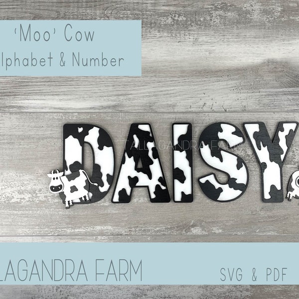 Cow Letter Svg - Etsy