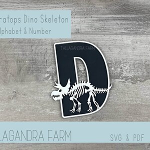 TRICERATOPS SKELETON Dinosaur A to Z Alphabet Set Numbers - Etsy