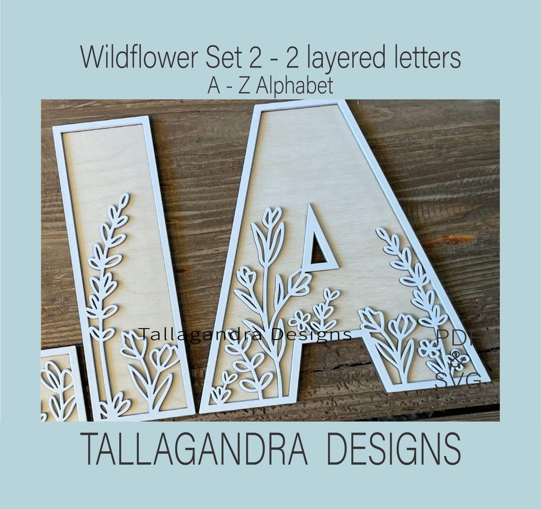 WILDFLOWER No 2 Alphabet Set / 2 Layered - Full 26 Letters / SVG File ...