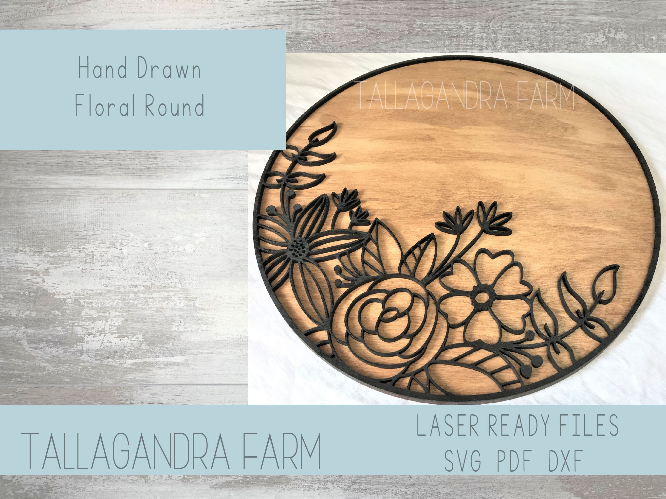 Floral Wreath Round Laser SVG File 2 Formats Included | Etsy