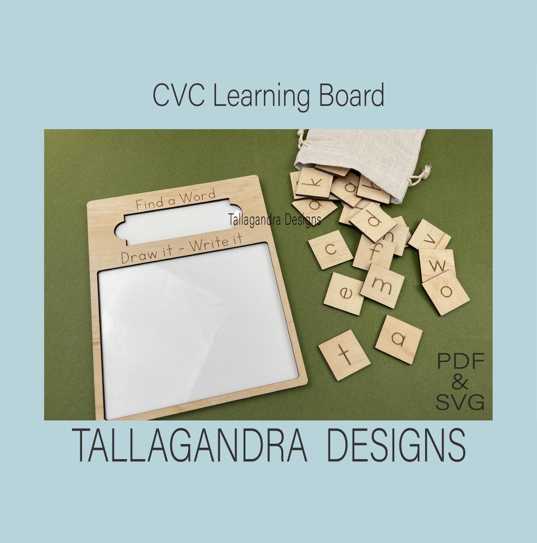 CVC Word Learning Aid With Full Alphabet Tiles - Laser SVG File - Etsy