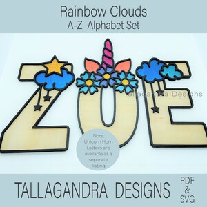 RAINBOW CLOUDS A - Z Alphabet Letter Set / SVG File - Etsy