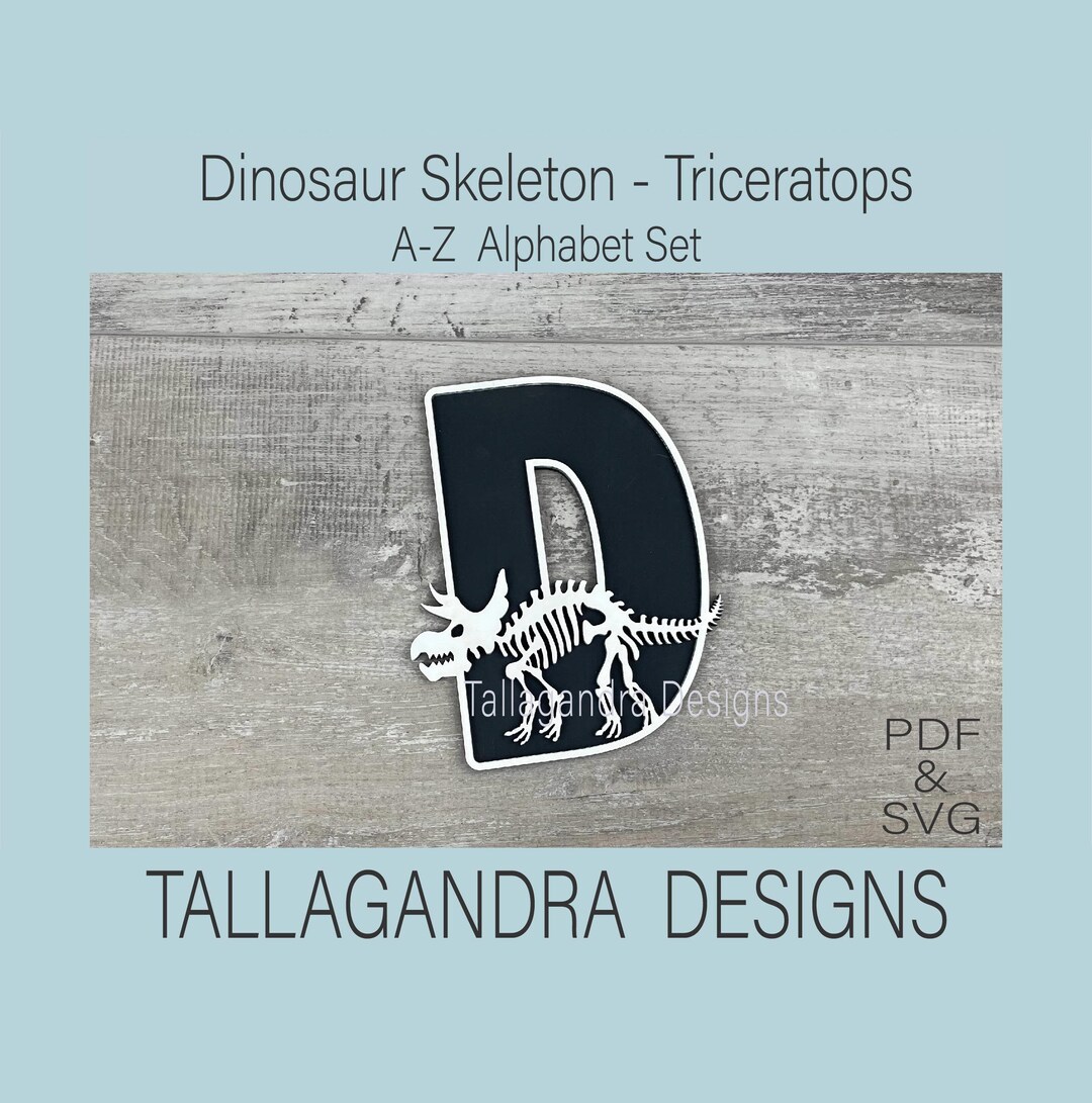 TRICERATOPS SKELETON Dinosaur - A to Z Alphabet Set + Numbers - SVG ...