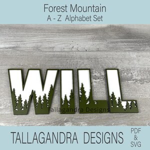 FOREST MOUNTAINS Alphabet Set - 78 Letter Options - 2 or 3 Layered ...