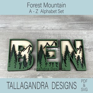 FOREST MOUNTAINS Alphabet Set - 78 Letter Options - 2 or 3 Layered ...