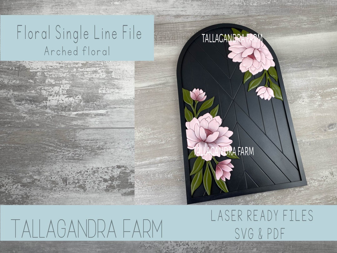 PEONY FLORALS Single Line Laser File Corner and Arched - Etsy