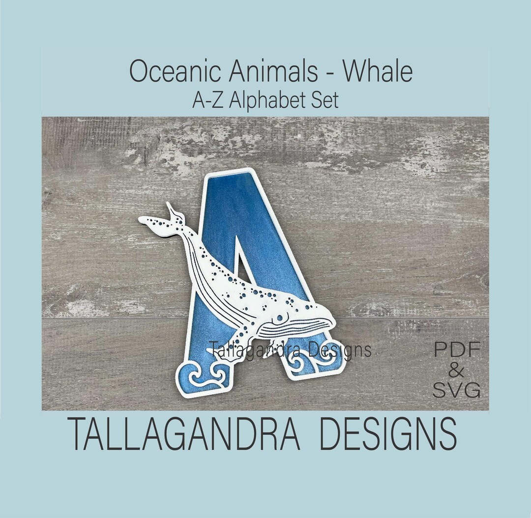 OCEANIC ANIMALS - WHALE - A to Z Alphabet Set + Numbers - Svg File - Etsy