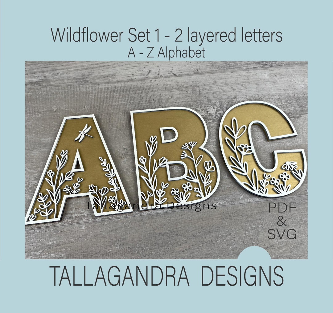 WILDFLOWER No 1 Alphabet Set / 2 Layered - Full 26 Letters / SVG File ...