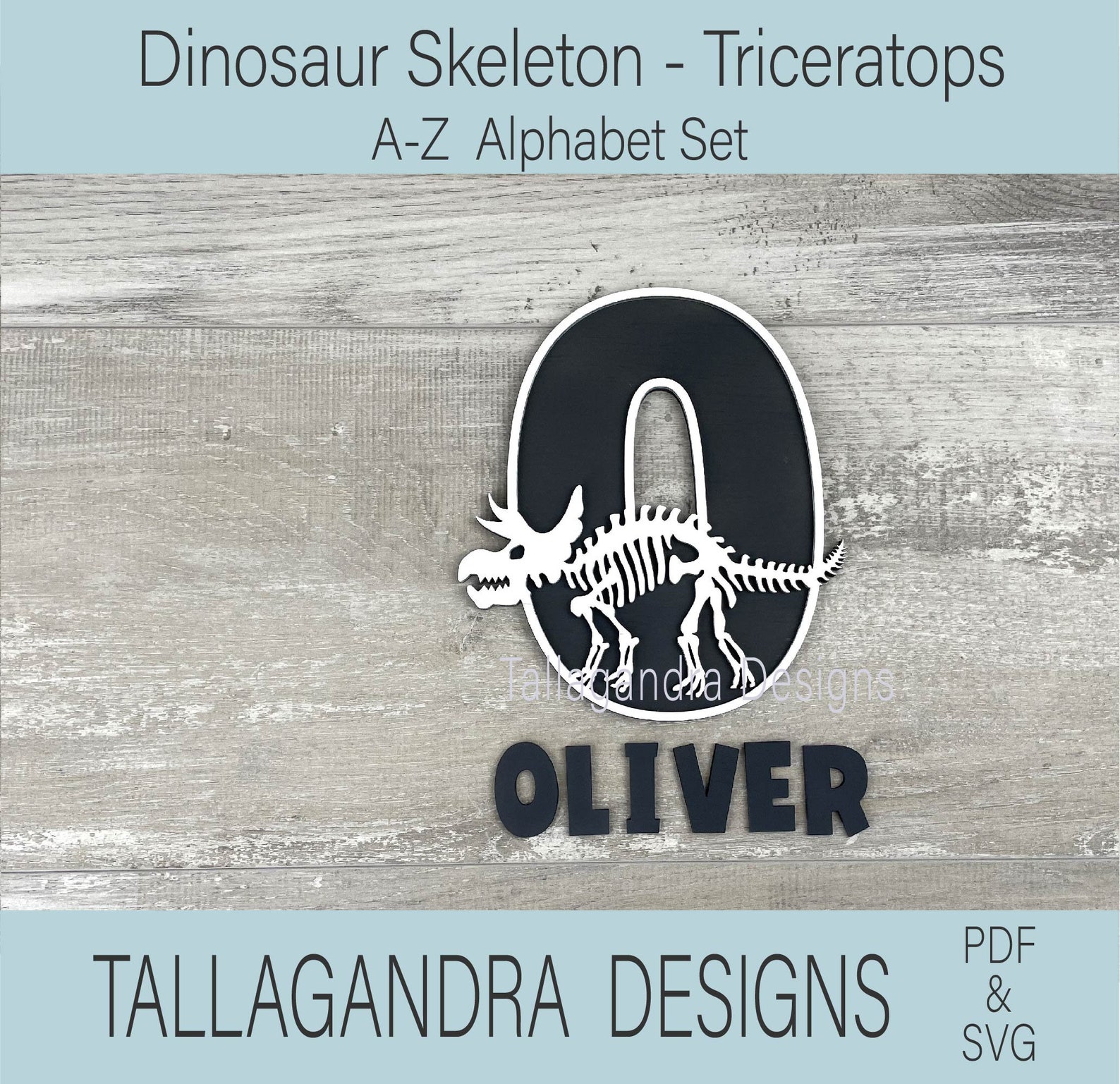 TRICERATOPS SKELETON Dinosaur - A to Z Alphabet Set + Numbers - SVG ...