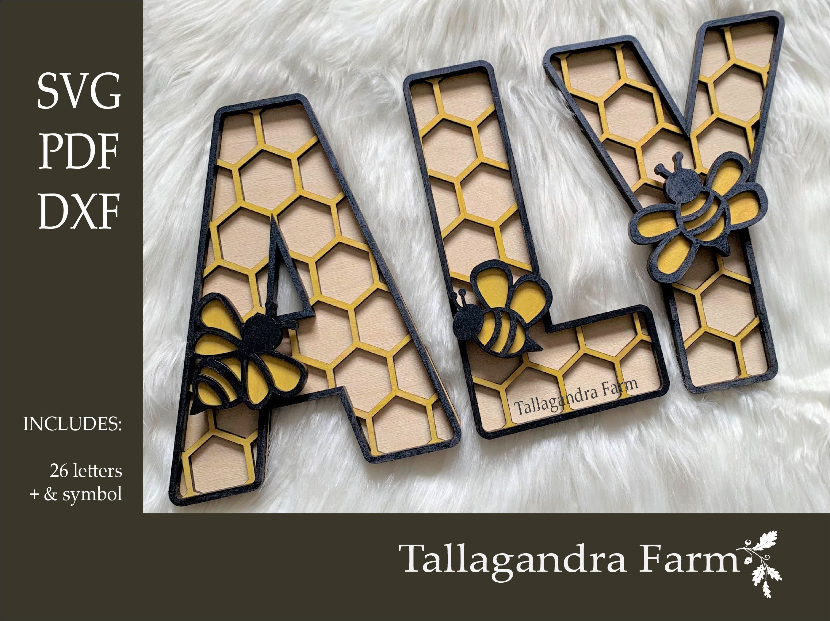BEEHIVE Alphabet Set Full 26 letters / SVG File | Etsy