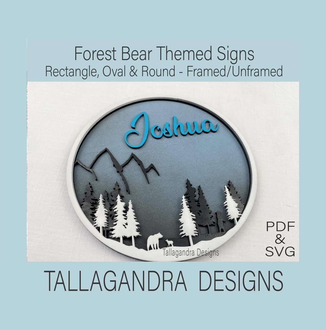 Forest Bear Nature Themed Sign Set | 6 Options Included - Laser SVG ...