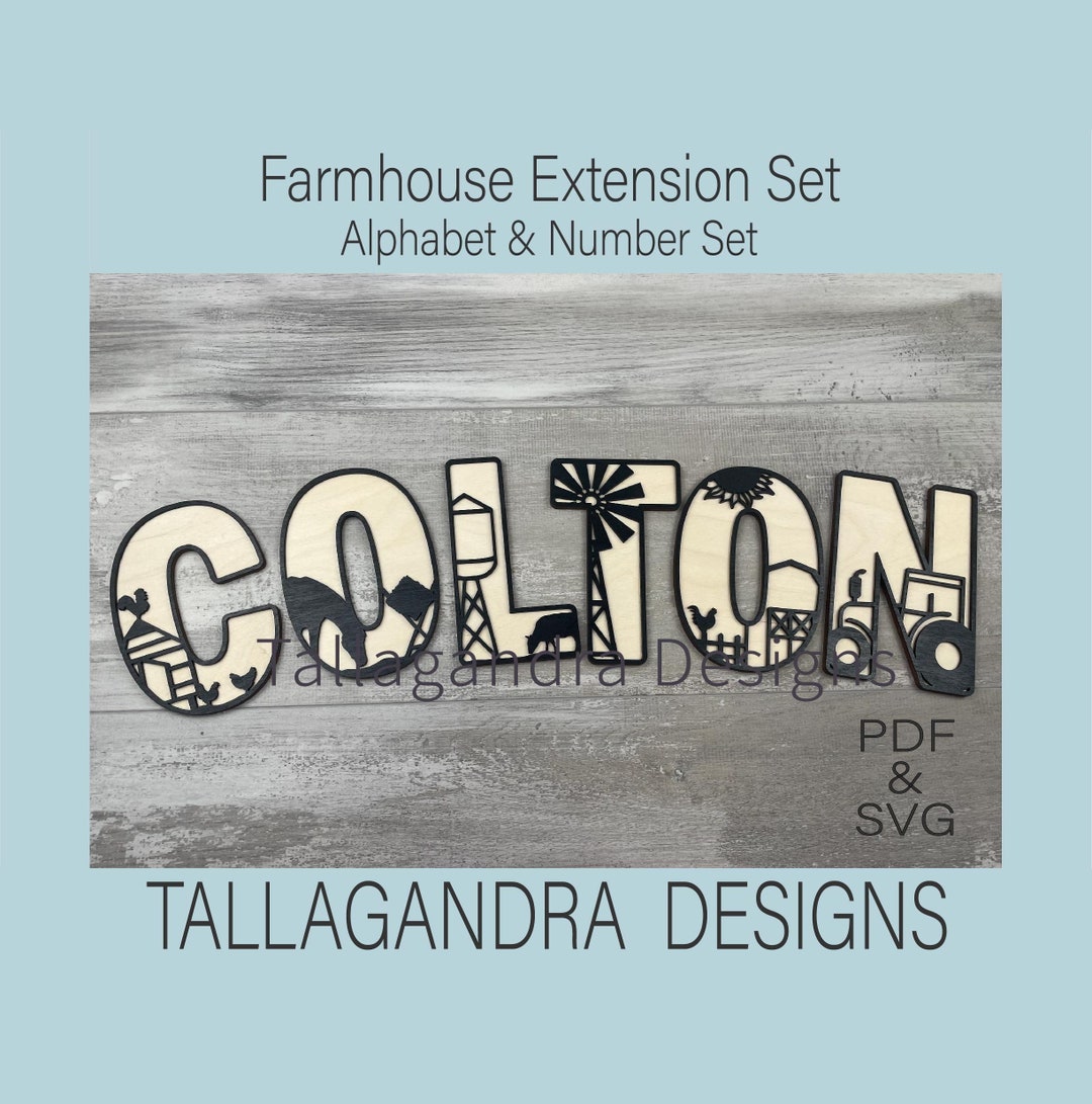 FARMHOUSE ALPHABET - Extension Set + Numbers / Svg File - Etsy