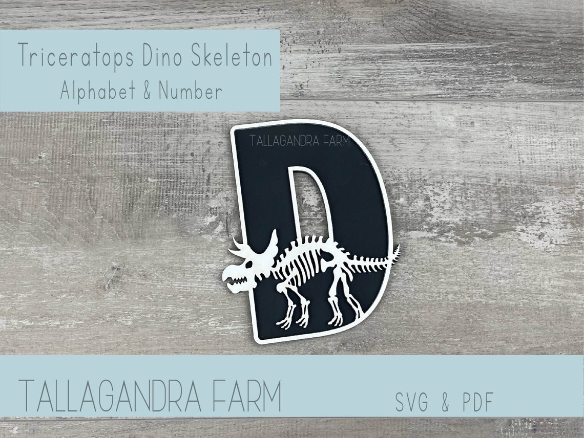 TRICERATOPS SKELETON Dinosaur A to Z Alphabet Set Numbers - Etsy