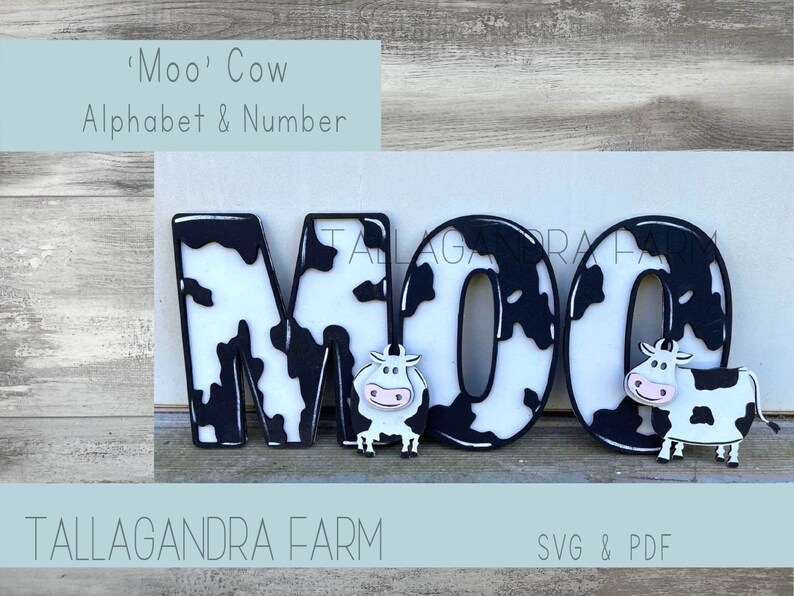 COW ALPHABET Cow Pattern Letter and Number Set / SVG Files / - Etsy