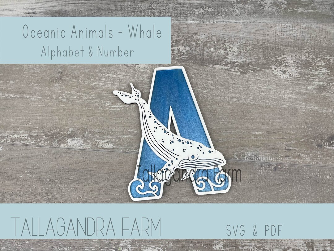 OCEANIC ANIMALS WHALE A to Z Alphabet Set Numbers Svg - Etsy