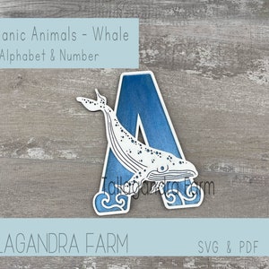 OCEANIC ANIMALS WHALE A to Z Alphabet Set Numbers Svg - Etsy