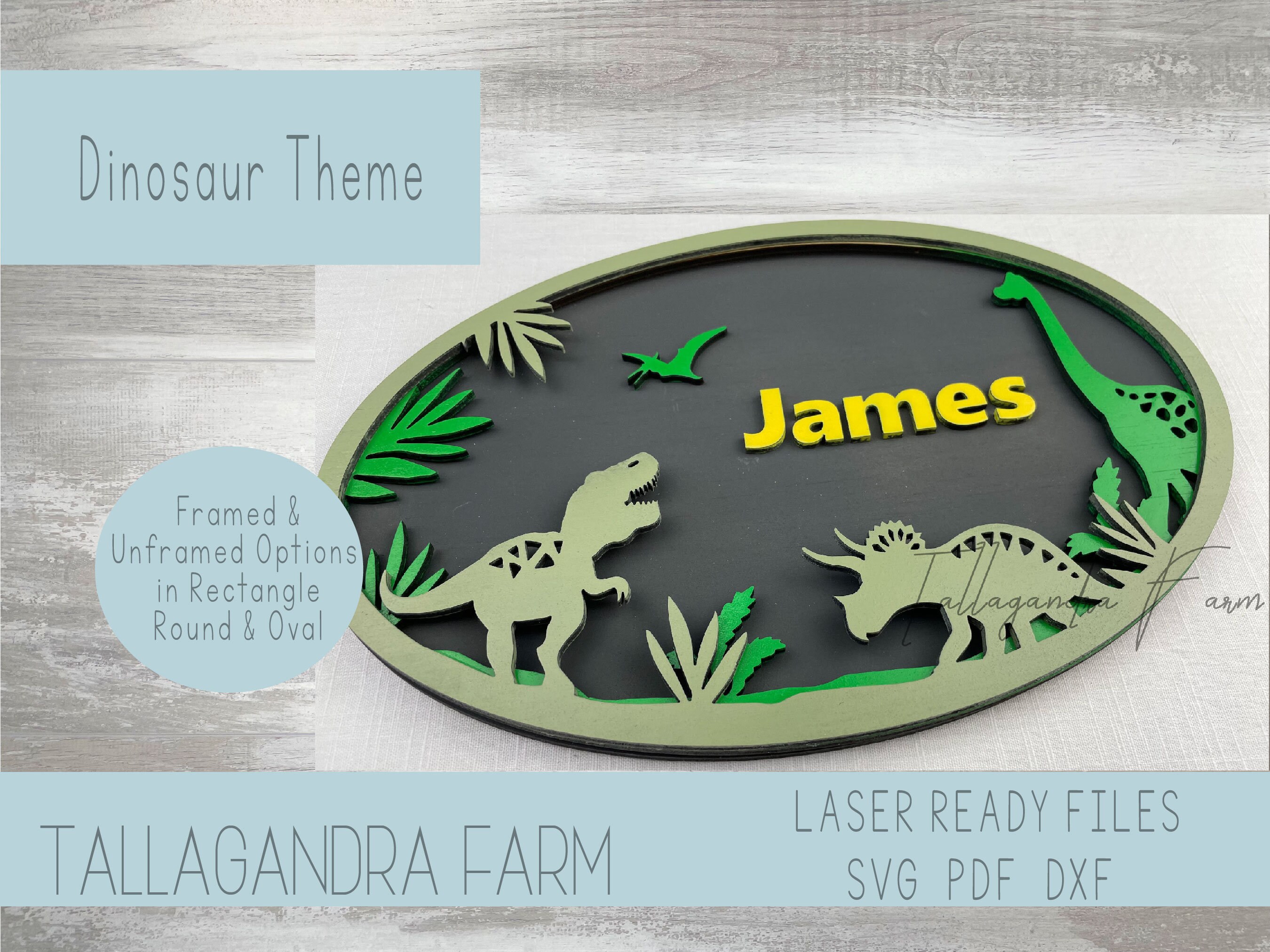 Dinosaur Themed Sign Set 6 Options Included Laser SVG File - Etsy