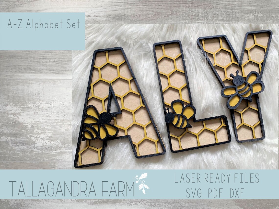 BEEHIVE Alphabet Set Full 26 Letters / SVG File - Etsy
