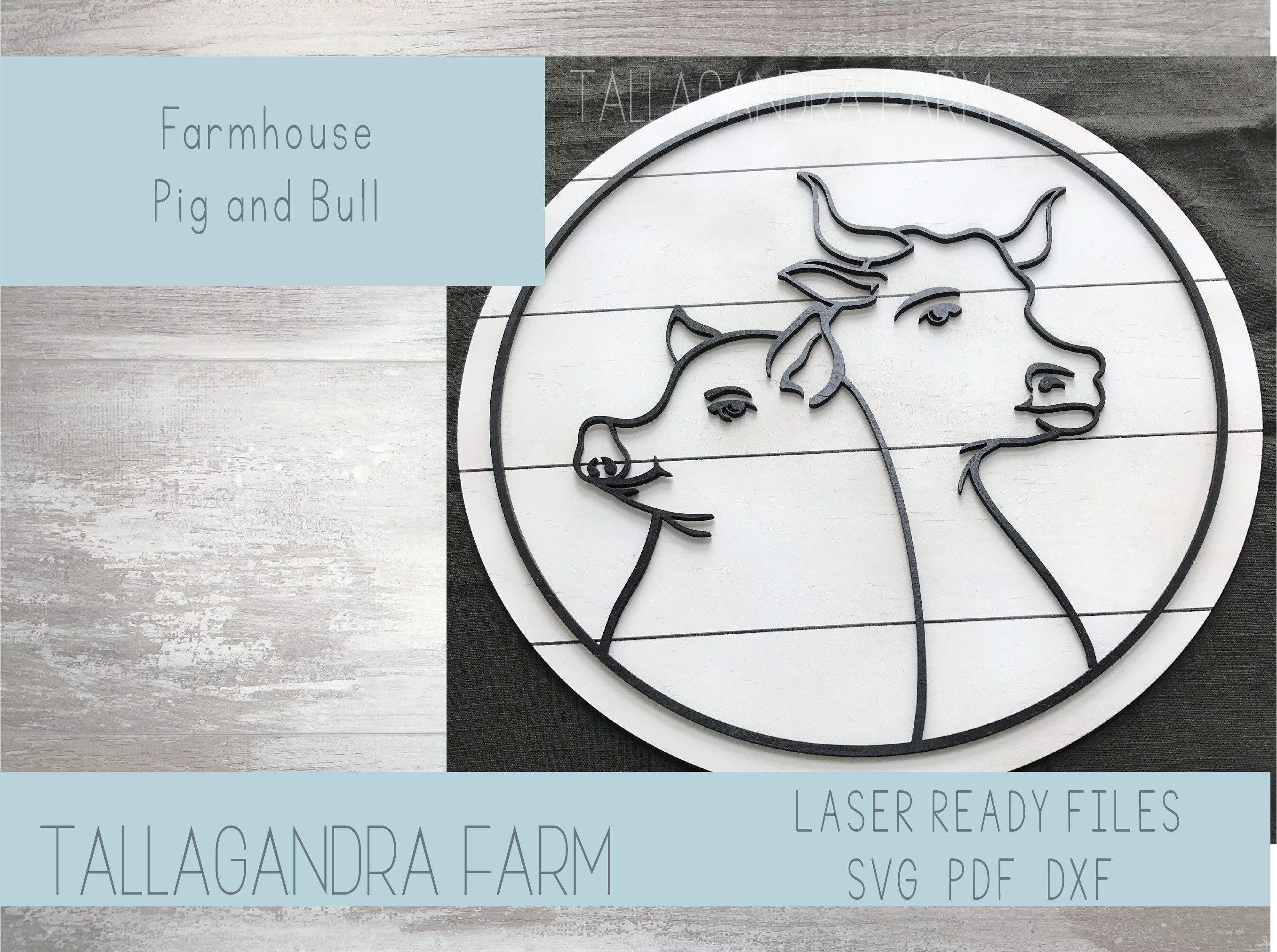 Farm Animal Shiplap Sign SVG Laser File / Pig & Cow Set for - Etsy ...