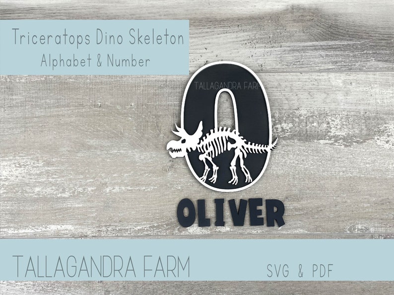 TRICERATOPS SKELETON Dinosaur A to Z Alphabet Set Numbers - Etsy