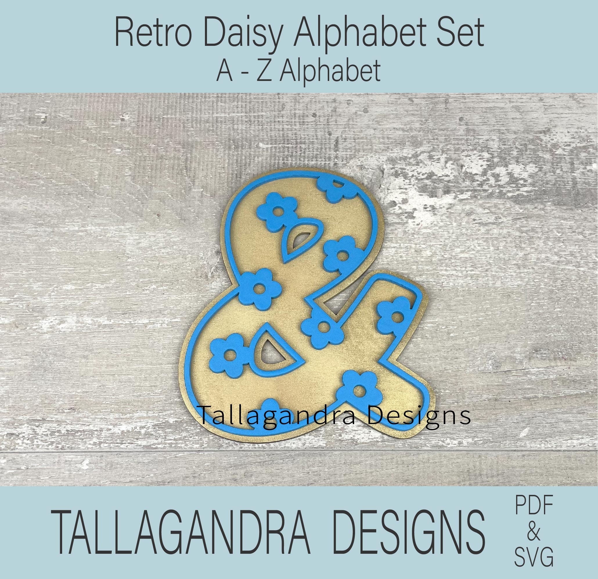 RETRO DAISY - A to Z Alphabet Set - SVG File Floral / Flower Letter Set ...