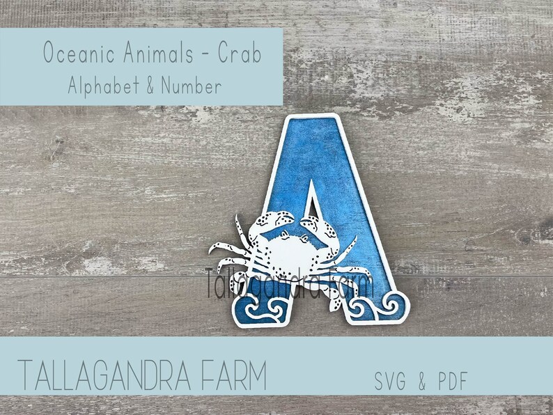 OCEANIC ANIMALS CRAB A to Z Alphabet Set Numbers Svg - Etsy