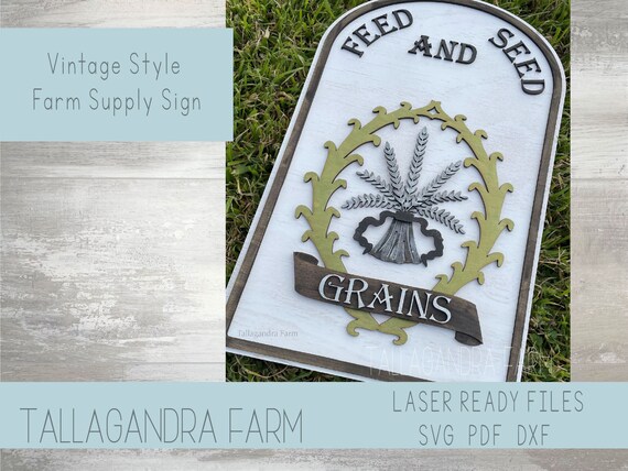 Vintage Style Feed & Seed Farmhouse Sign SVG File | Etsy