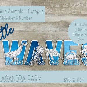 OCEANIC ANIMALS OCTOPUS A to Z Alphabet Set Numbers - Etsy